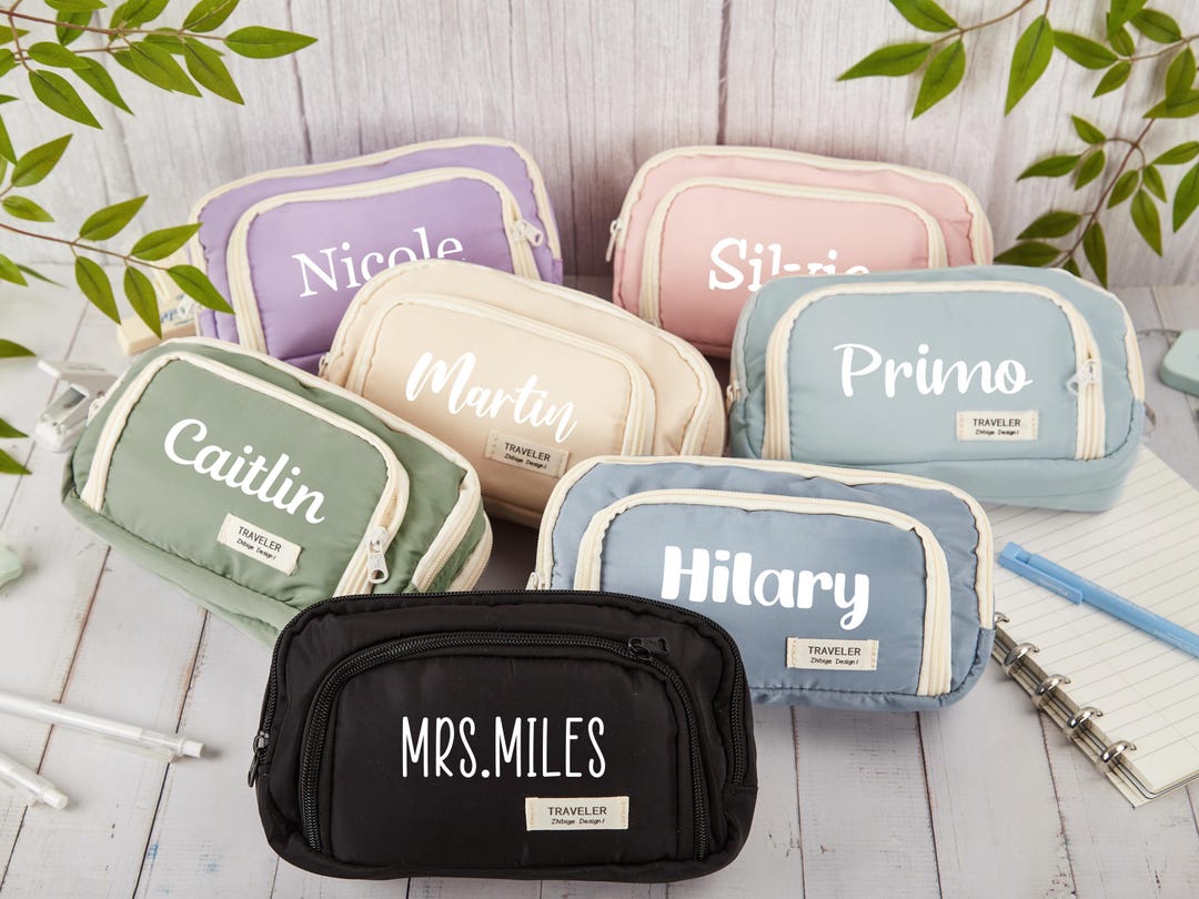 Custom Name Zipper Pencil Case, Personalized Pencil Case, Unisex Pencil ...