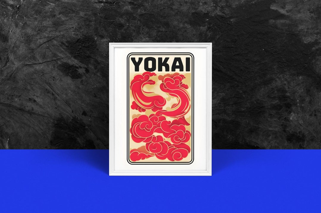 Title Retro Yokai Inspired Poster, Japanese Mythology Art, Wall Décor ...