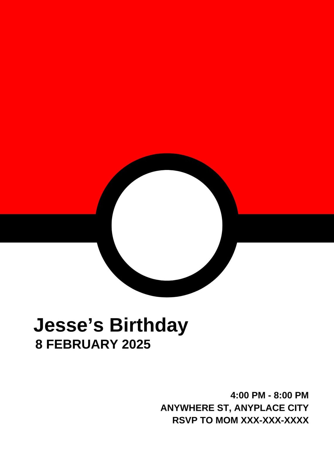 Pokemon Birthday Invitation – Pokeball Design, Kids Party (digital ...