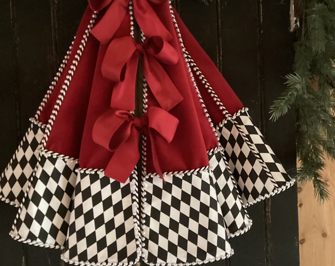 43" AMAZING Red Velvet White Beaded and Black and White Reversible ...