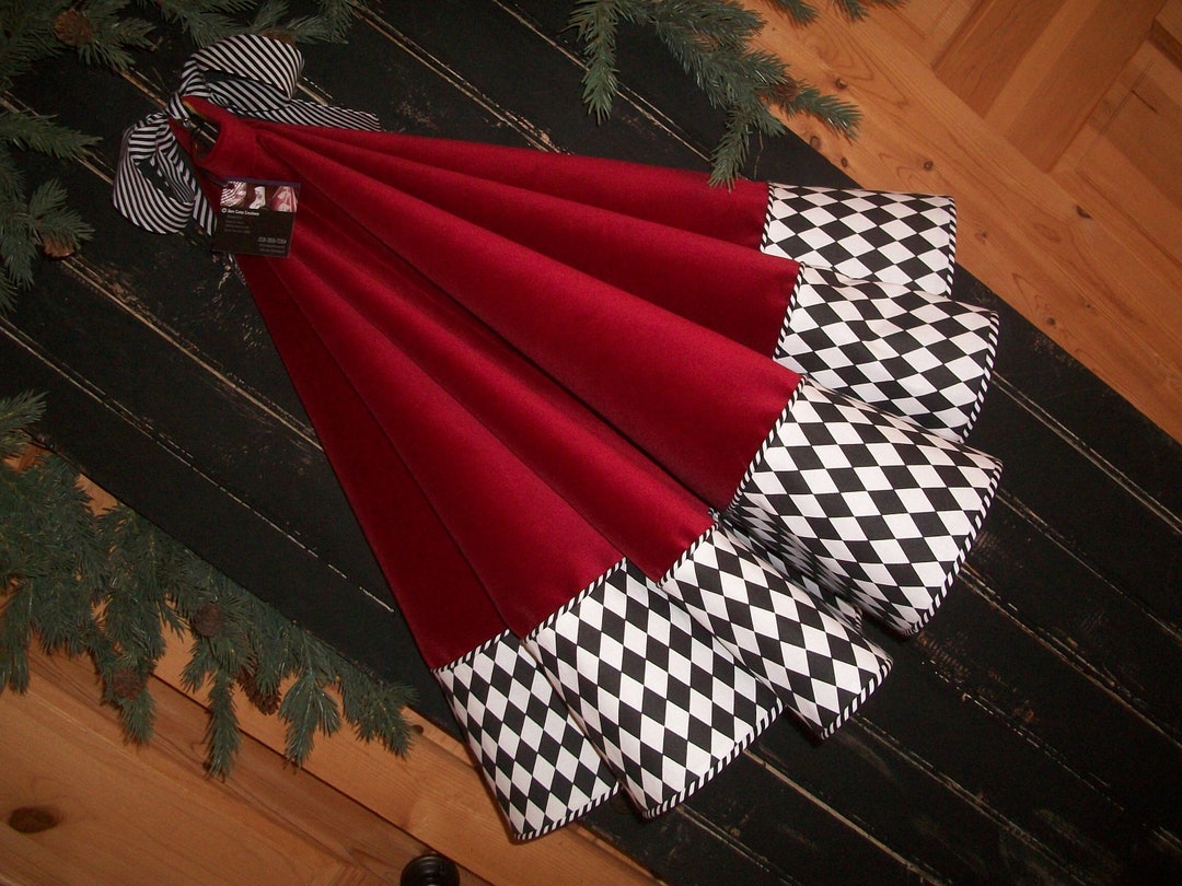54" AMAZING Red Velvet Gold Silk Black and White Reversible Christmas ...