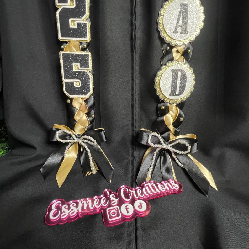 Black & Gold Graduation Lei - Class of 2025 - Handmade Ribbon Lei - Etsy