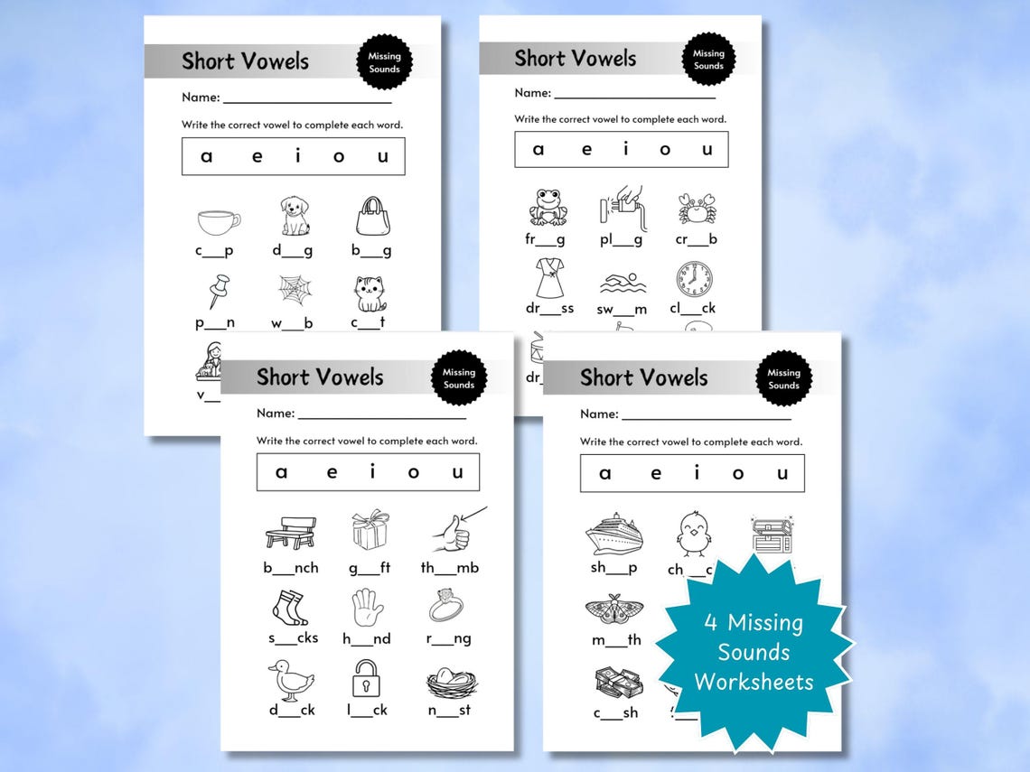 Short Vowel Phonics Worksheets: CVC Words, Blends & Digraphs (PDF ...