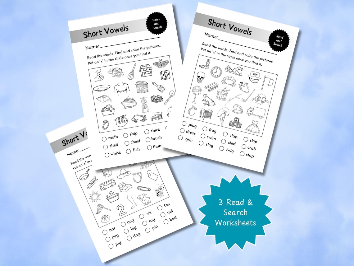 Short Vowel Phonics Worksheets: CVC Words, Blends & Digraphs (PDF ...