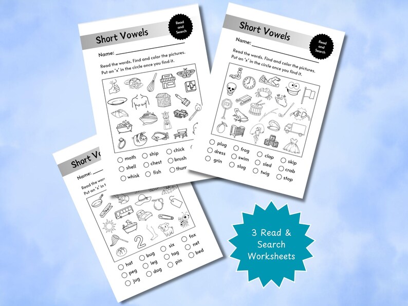 Short Vowel Worksheet Bundle | Worksheets for Kindergarten and Grade 1 ...