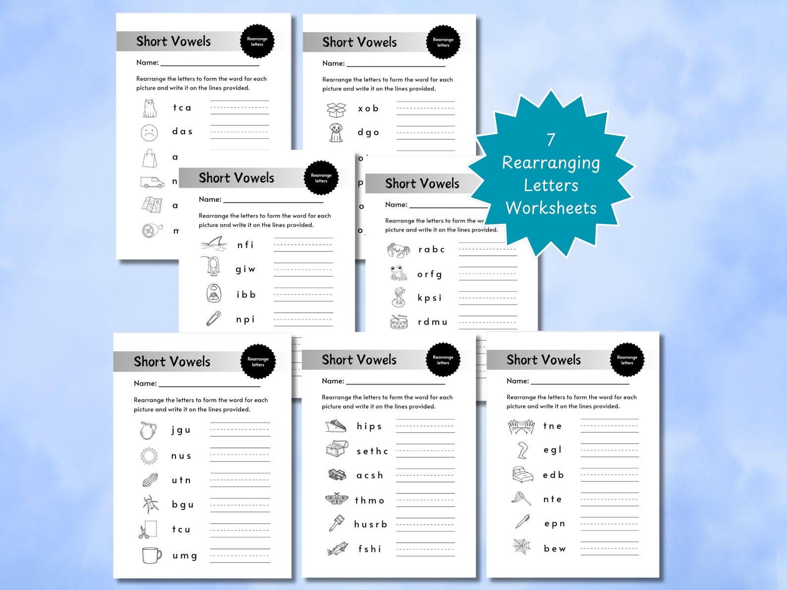Short Vowel Phonics Worksheets: CVC Words, Blends & Digraphs (PDF ...