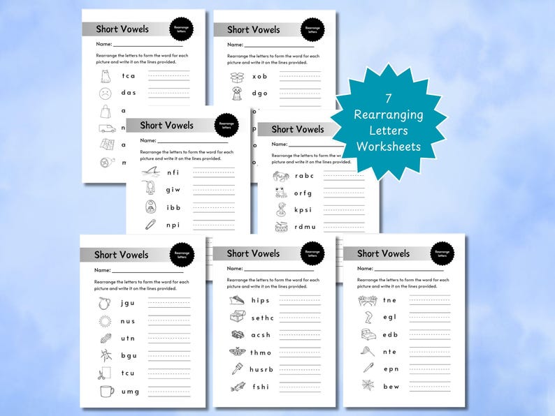 Short Vowel Worksheet Bundle | Worksheets for Kindergarten and Grade 1 ...