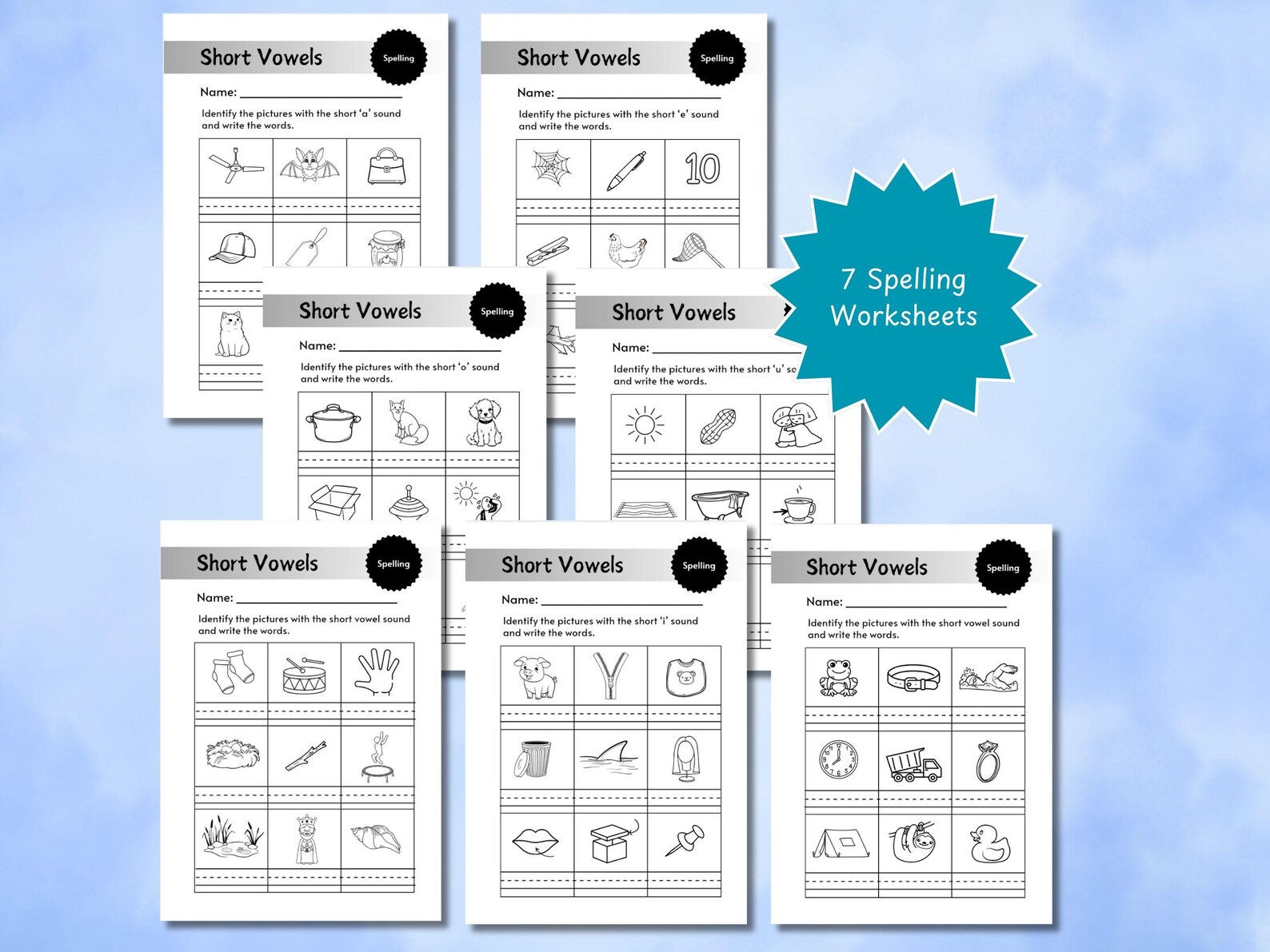 Short Vowel Phonics Worksheets: CVC Words, Blends & Digraphs (PDF ...