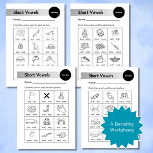 Short Vowel Phonics Worksheets: CVC Words, Blends & Digraphs (PDF ...