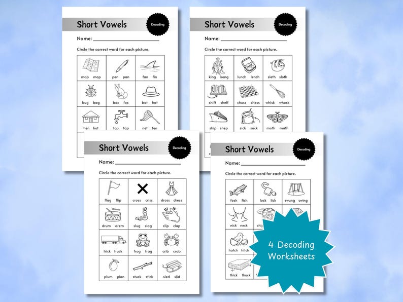 Short Vowel Worksheet Bundle | Worksheets for Kindergarten and Grade 1 ...
