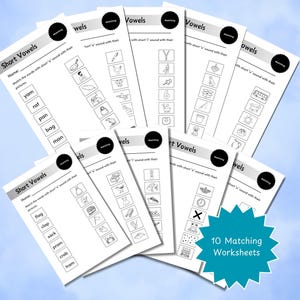 Short Vowel Phonics Worksheets: CVC Words, Blends & Digraphs (PDF ...
