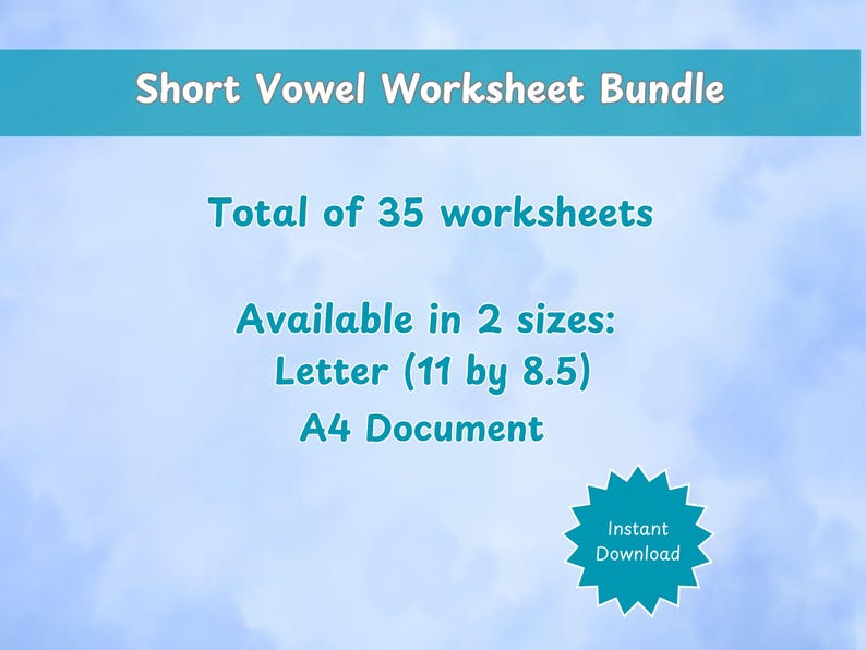 Short Vowel Worksheet Bundle | Worksheets for Kindergarten and Grade 1 ...