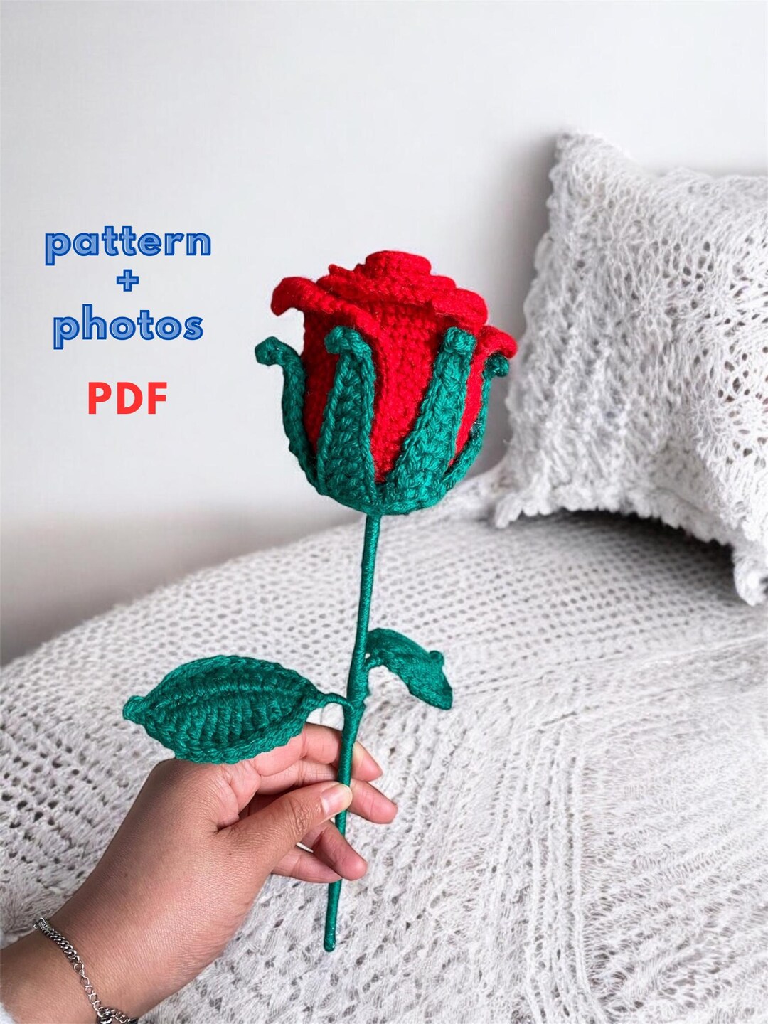 Rose Crochet PATTERN & PHOTOS | Flower Bouquet DIY Crochet Pattern ...