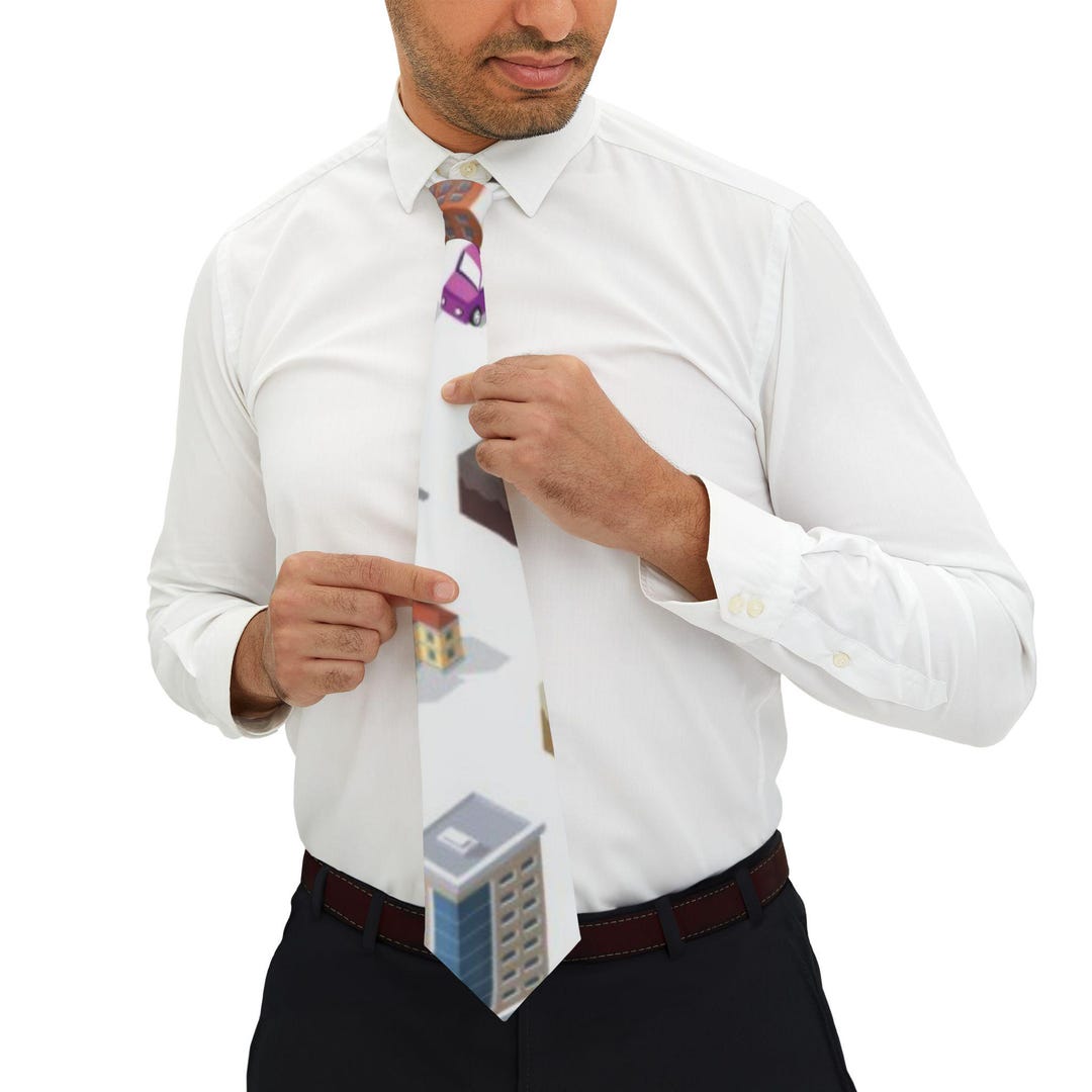 Cityscape Necktie, Unique Tie for Men, Urban Vibe Tie, Office Wear ...