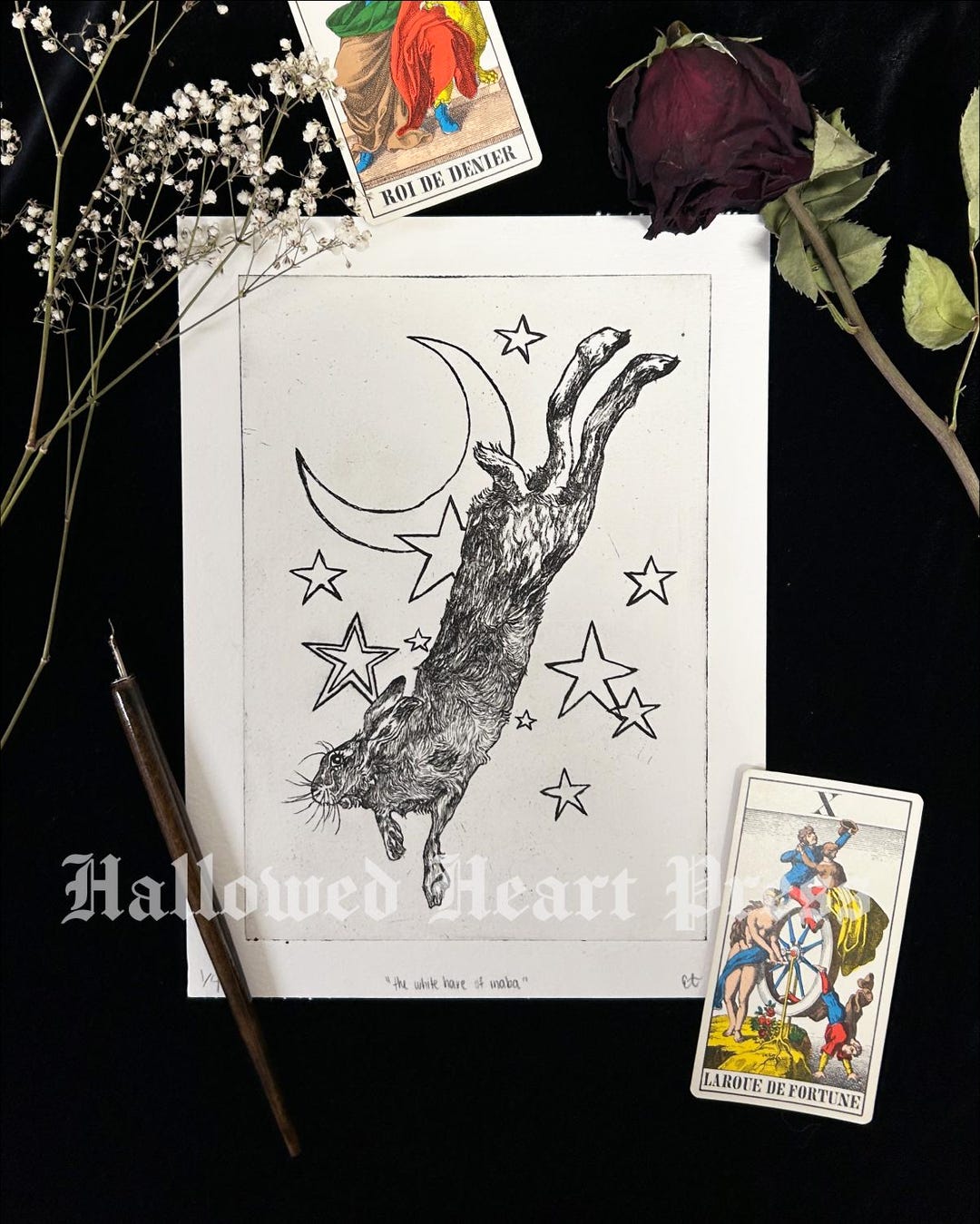 White Hare of Inaba Hare, Rabbit, Bunny Copper Plate Etching Print - Etsy