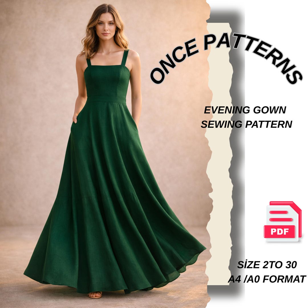 Evening Gown Sewing Pattern - Maxi Dress Sewing Pattern - Princess ...