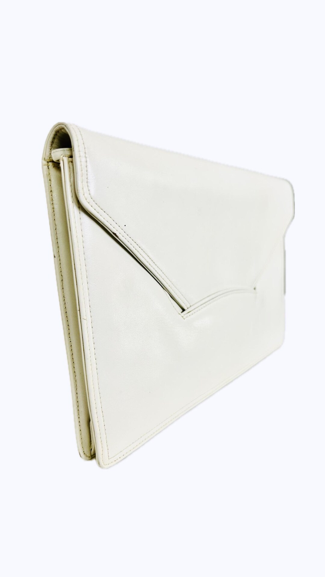 Vintage 1960s Susan Gail Cream Leather Envelope Shoulder Bag ...