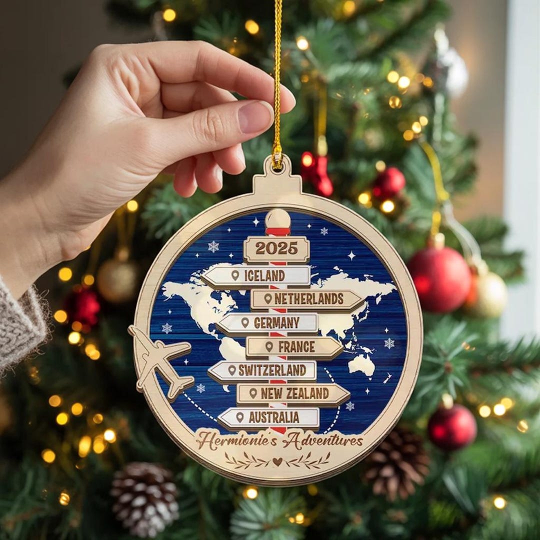 Personalized Travel Adventure Ornament, Traveling Destination Ornament ...