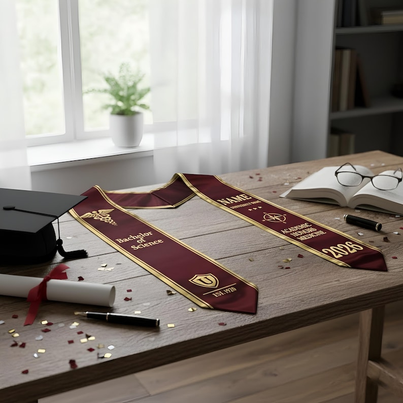 Custom Graduation Sash, Class of 2026 Graduation Gift, Personalized ...