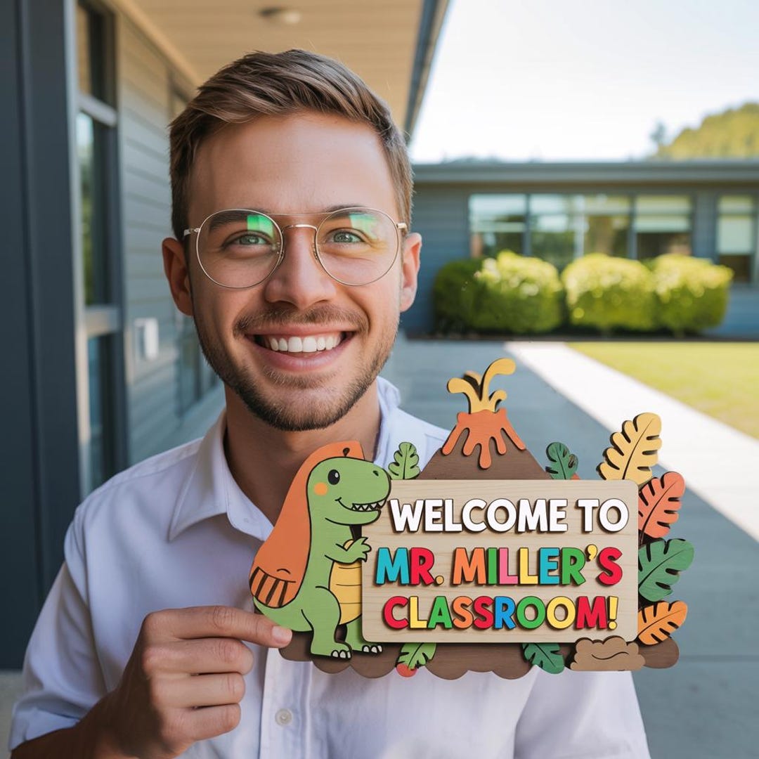 Personalized Dinosaur Classroom Sign, Dinosaur Welcome Sign, Classroom ...