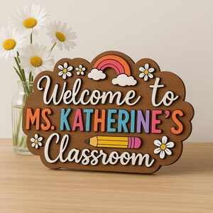 Custom Classroom Door Sign, Teacher Wooden Sign, Teacher Door Hanger ...
