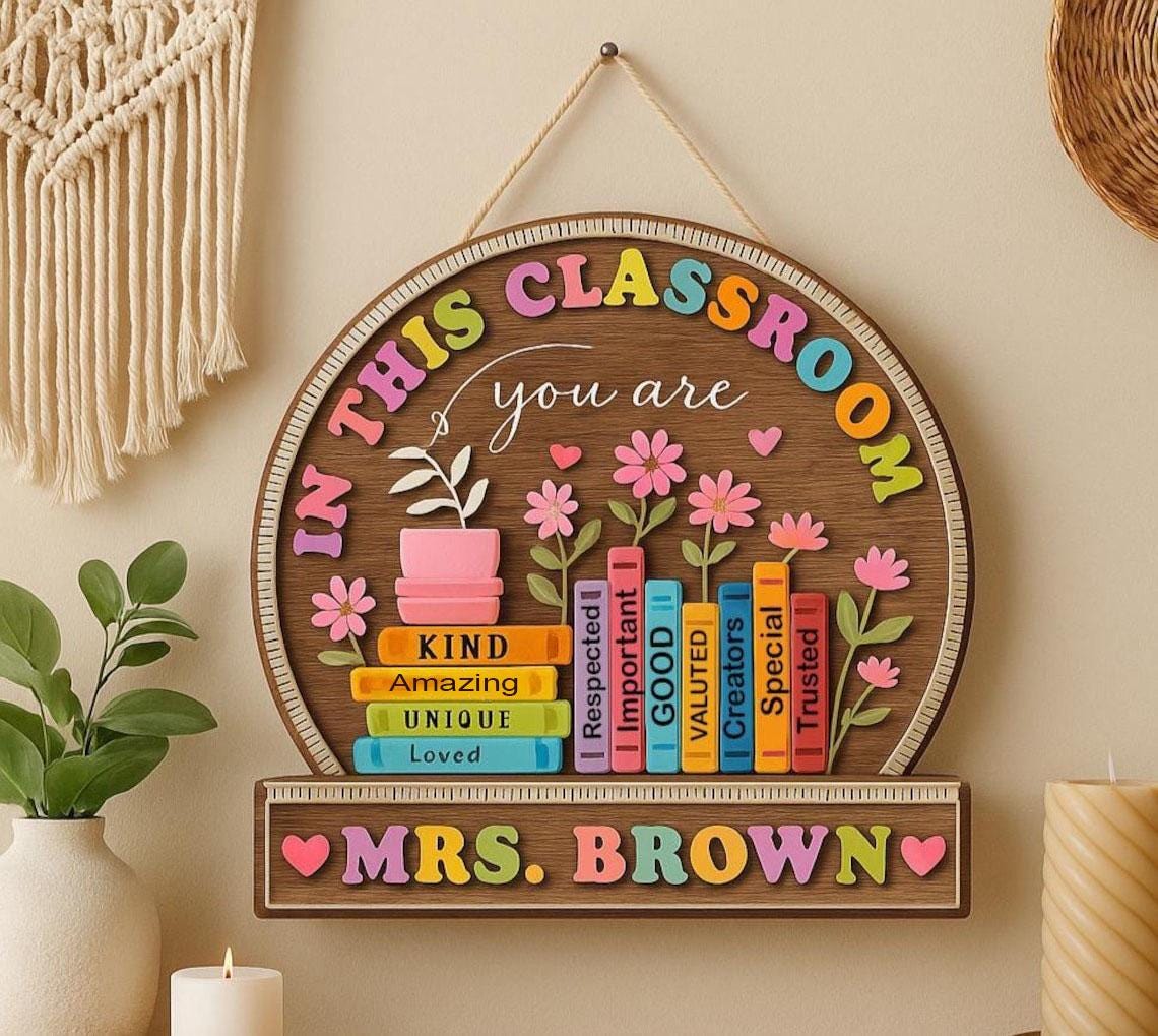Personalized Classroom Door Sign, Teacher Door Hanger, Teacher Welcome ...