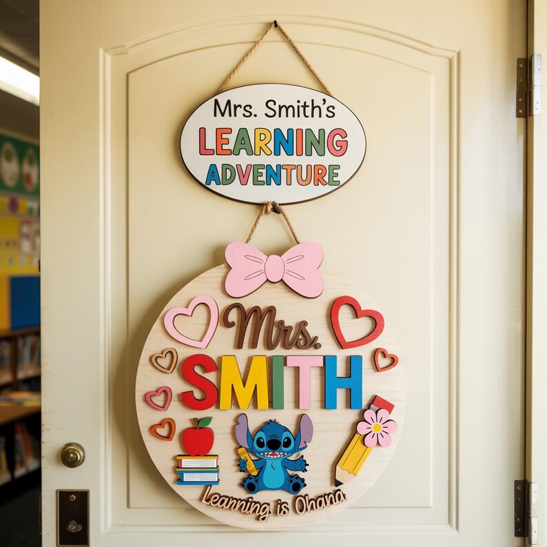 Personalized Stitch Classroom Sign, Stitch Disney Teacher Sign ...