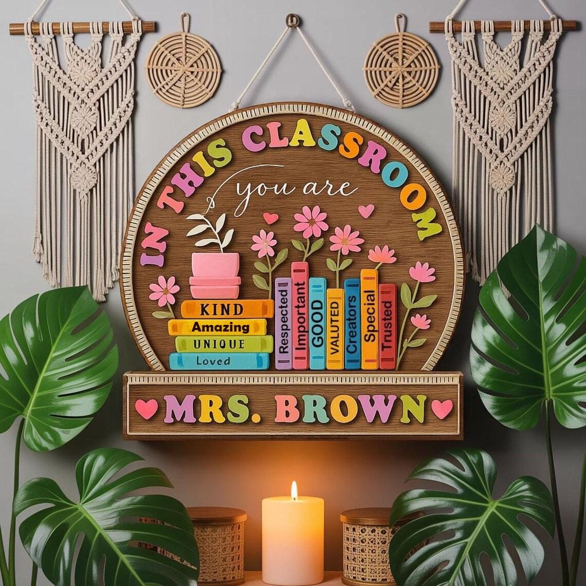 Personalized Classroom Door Sign, Teacher Door Hanger, Teacher Welcome ...