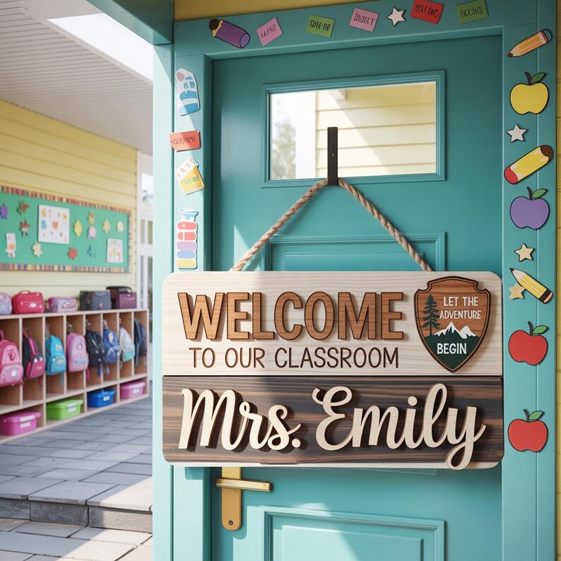 Custom Adventure Classroom Door Sign, National Park Sign, Teacher Door ...