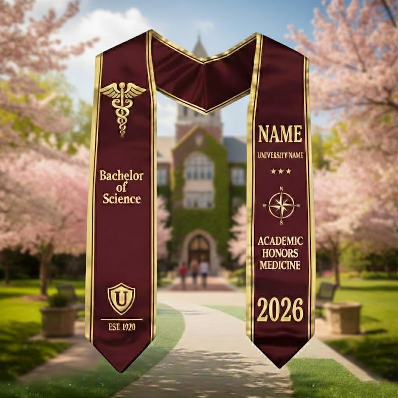 Custom Graduation Sash, Class of 2026 Graduation Gift, Personalized ...