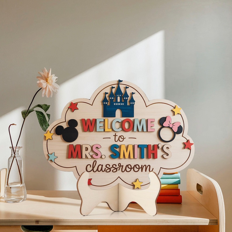 Personalized Disney Classroom Door Sign, Disney Teacher Sign ...