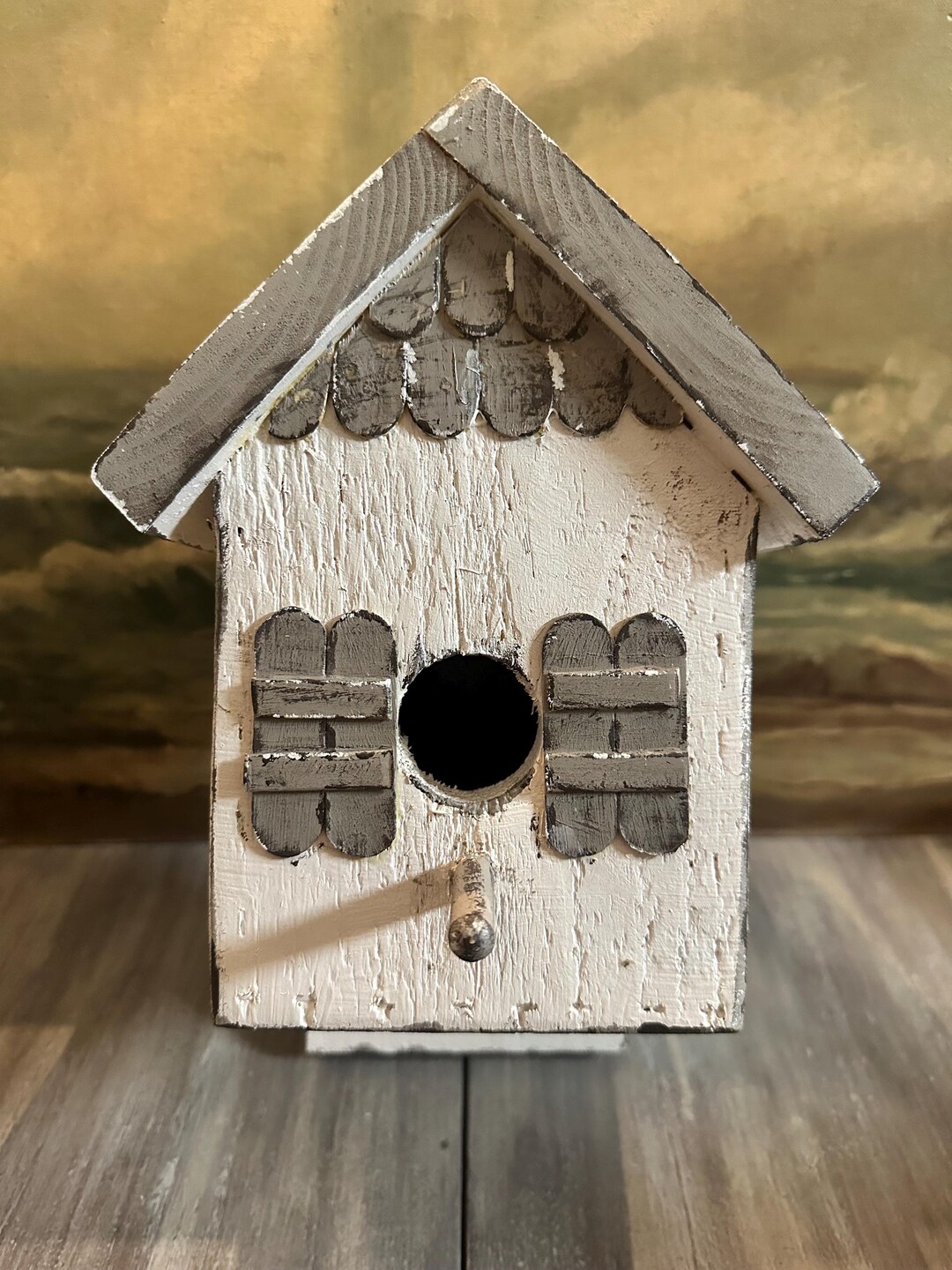 Birdhouse, Made With Cedar Wood, Beach Theme With Shells, Waves - Etsy