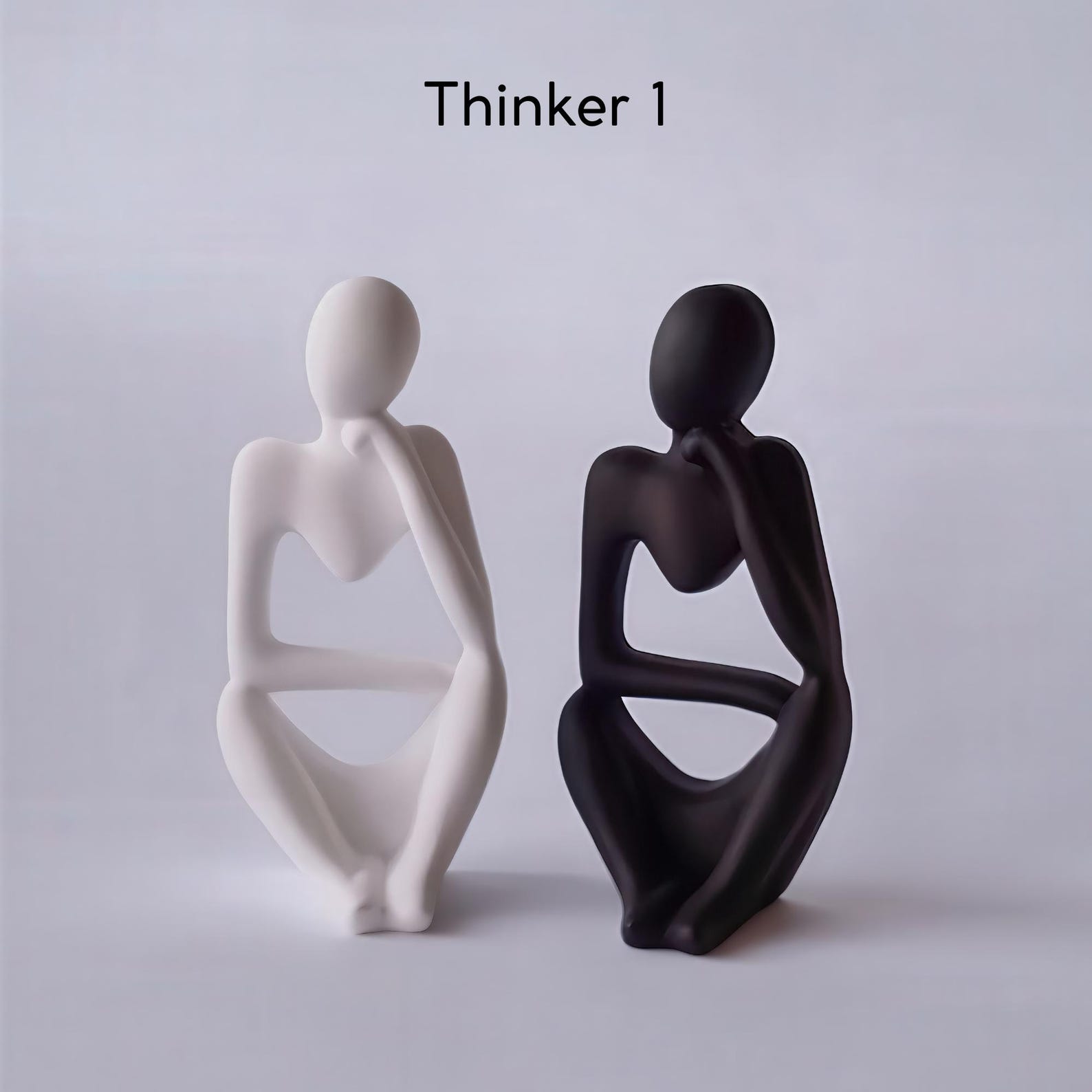 Thinker Statue Abstract Sculpture Matte Black Homeware Nordic Style ...