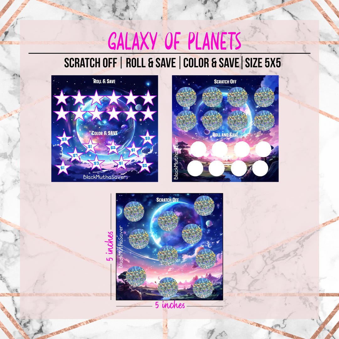 Galaxy Planets Saving Challenge: Scratch and Roll, Cash Stuffing - A5 ...