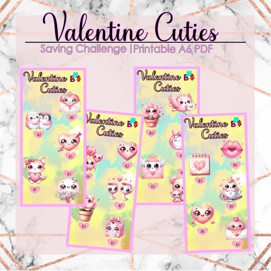 Valentine Cuties, A6 Saving Challenge, Cash Stuffing, Low Budget Saving - Etsy