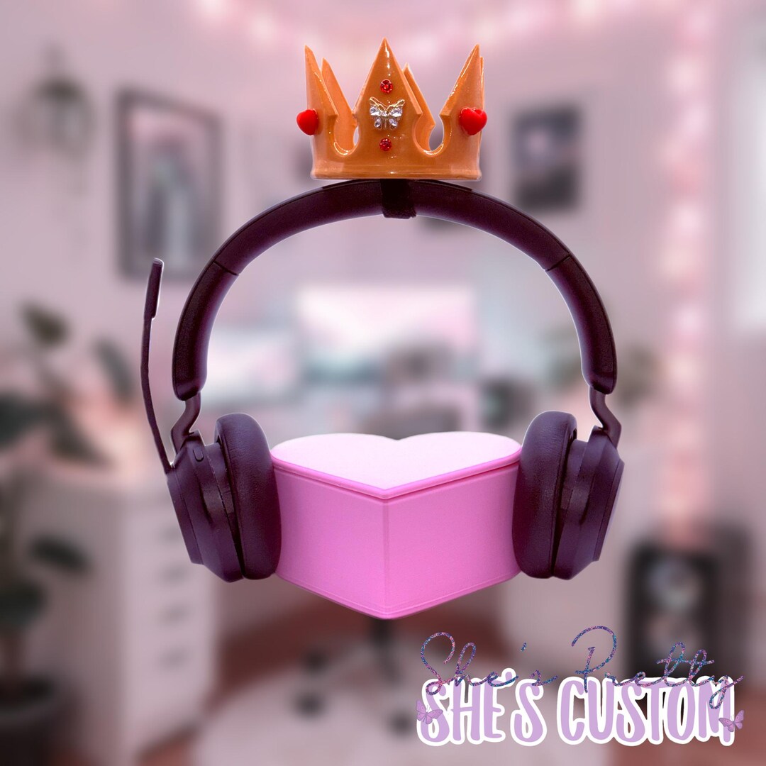 3D Printed Gold Gamer Crown for Headsets - Cute Cosplay Crown Accessory ...