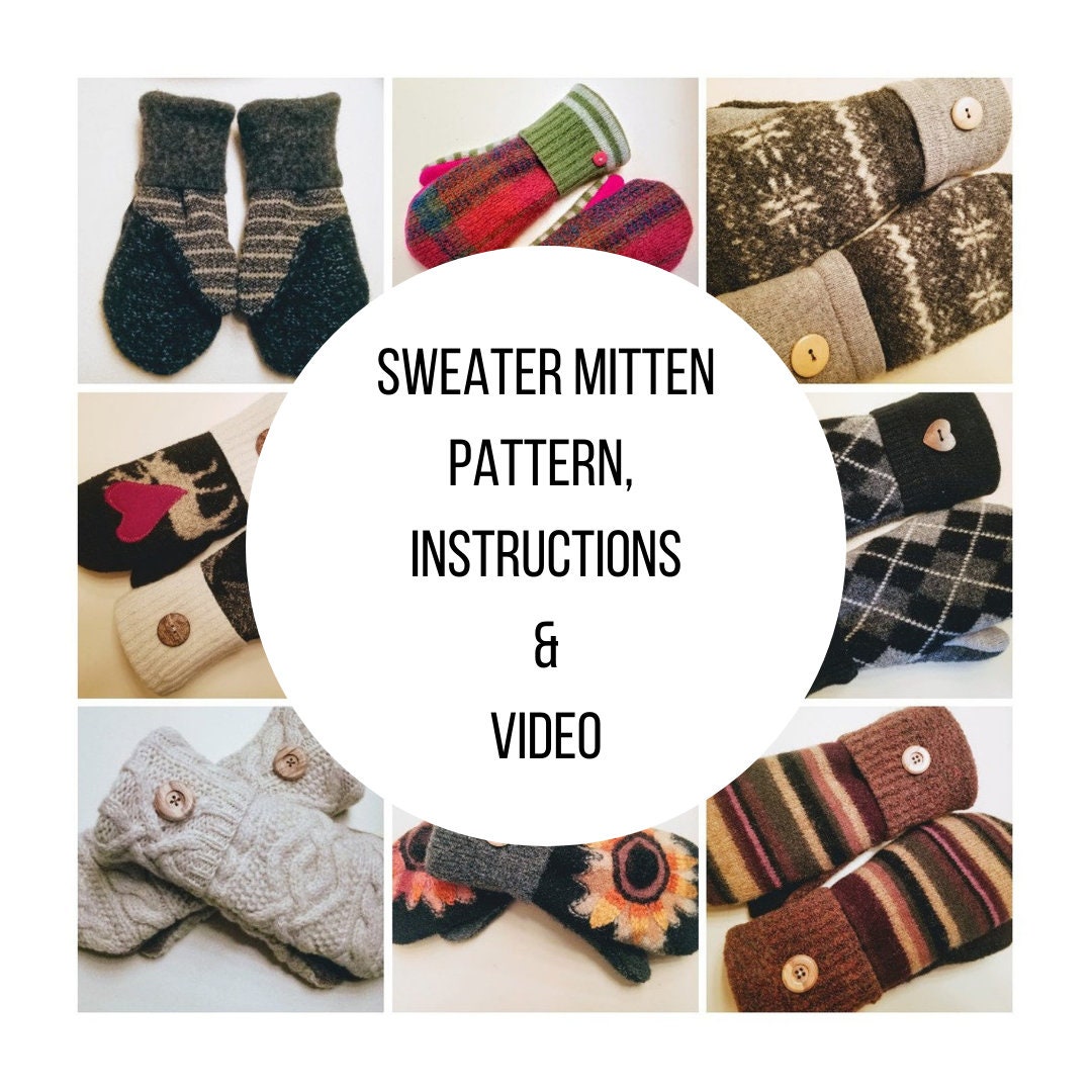 Instant Download Sweater Mitten Pattern | DIY Sweater Mittens Pattern ...