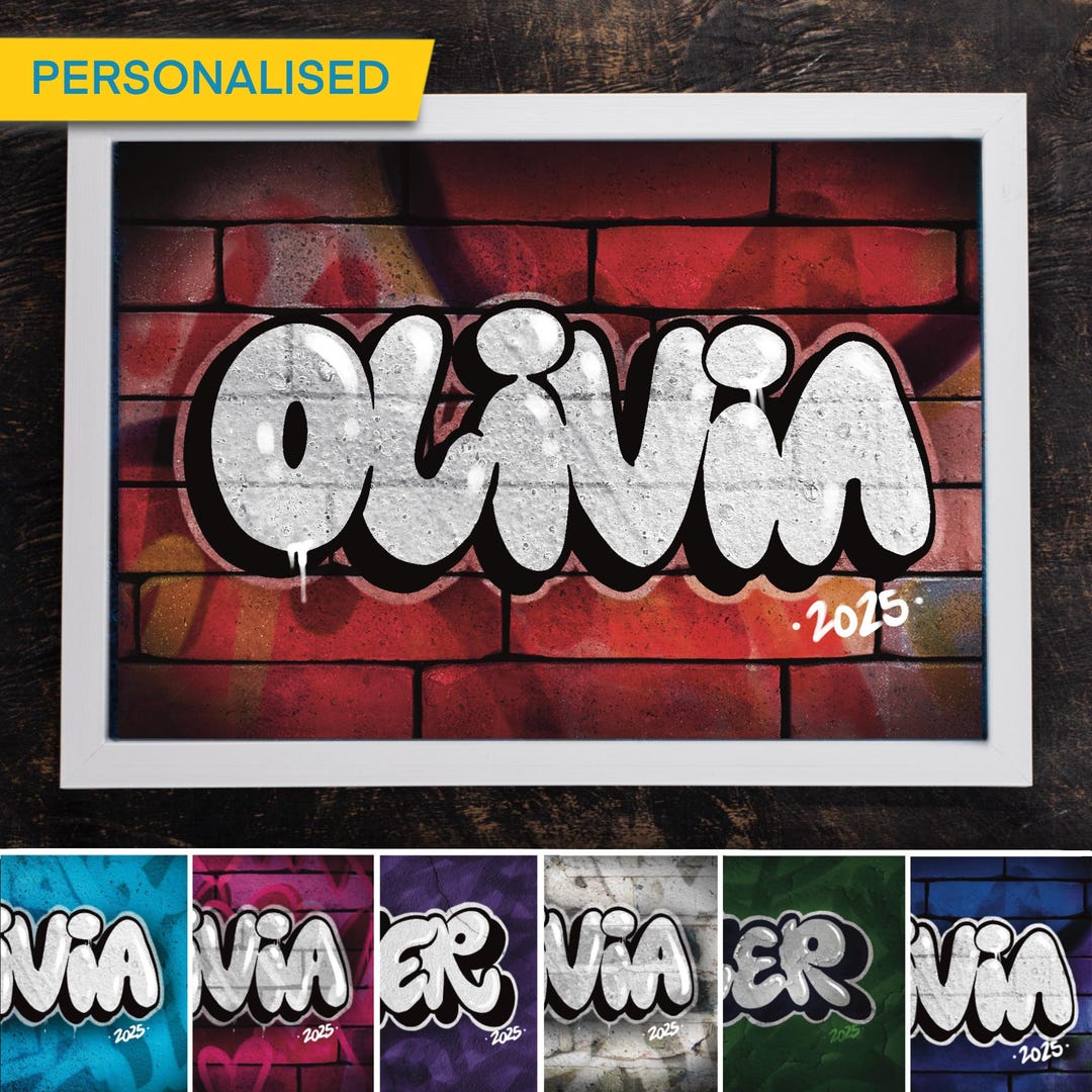 A3 Personalised Graffiti Name Art Print - Bubble Letters - Etsy