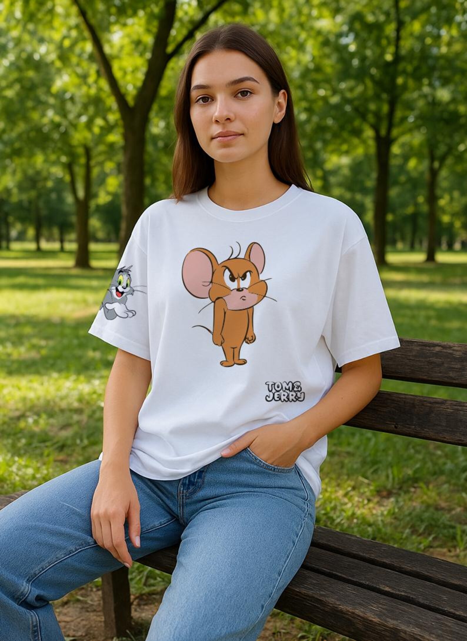 Oversized Cartoon Mouse Cat T Shirt, Funny Graphic Tee, Unisex ...