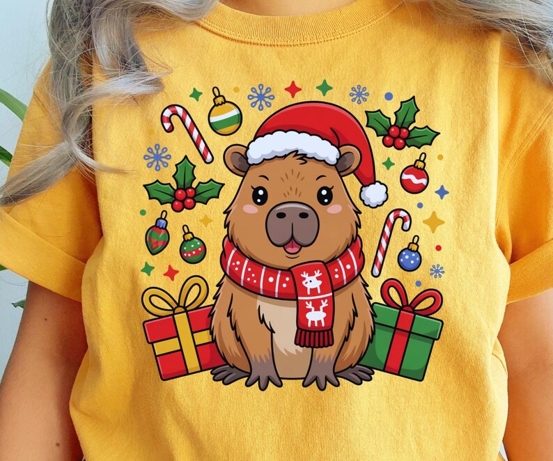 Christmas Capybara PNG: Holiday Animal Clipart, Santa Hat (digital ...