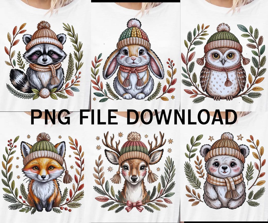 Winter Woodland Animals PNG Clipart Bundle (digital Download) - Etsy