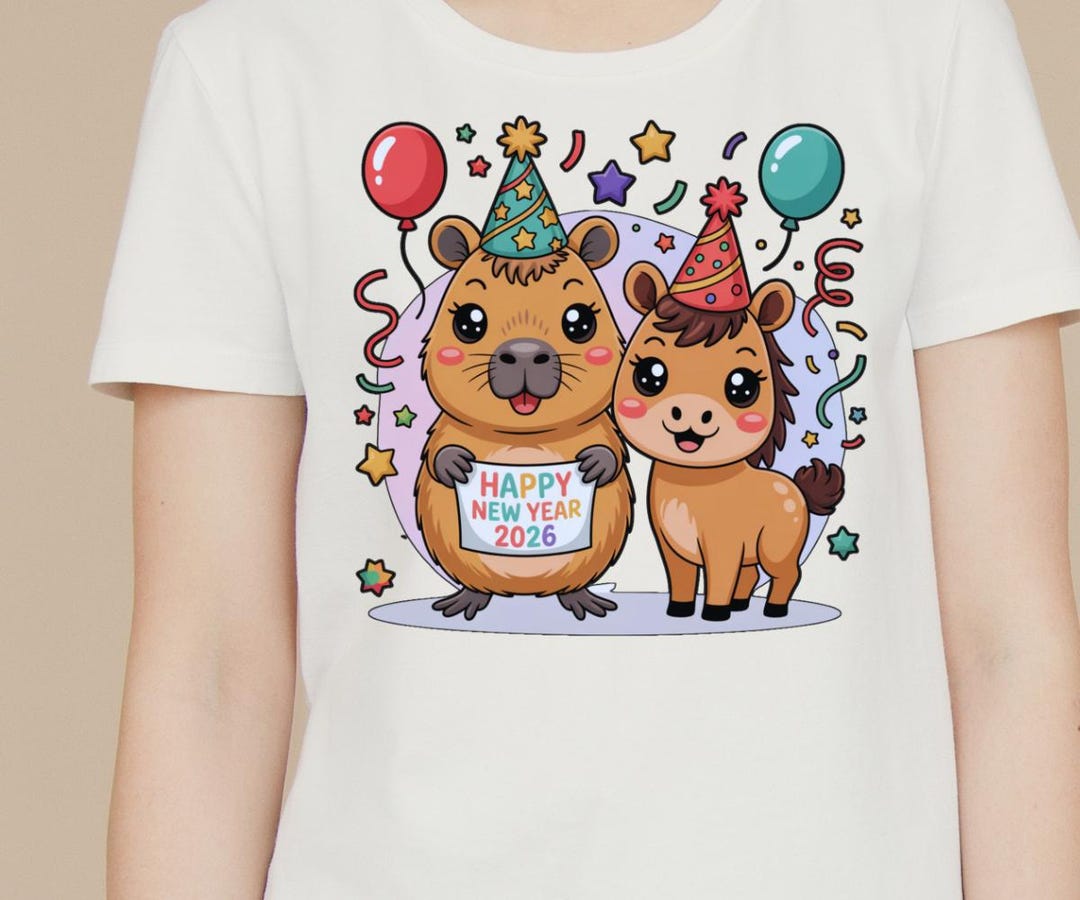 Kawaii New Year 2026 PNG, Capybara and Horse Clipart (digital Download ...
