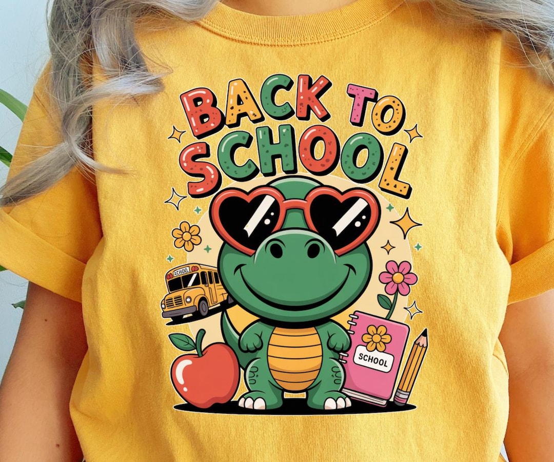 Back to School Dinosaur PNG Cute Kids School Shirt Design First Day of ...