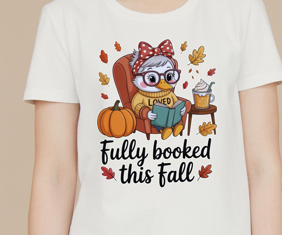 Fully Booked This Fall PNG, Cute Duck Reading Clipart, Autumn Book ...