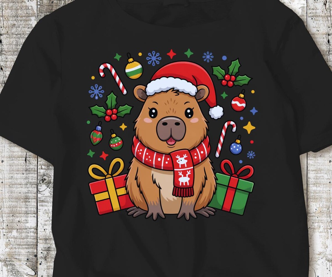 Christmas Capybara PNG: Holiday Animal Clipart, Santa Hat (digital ...