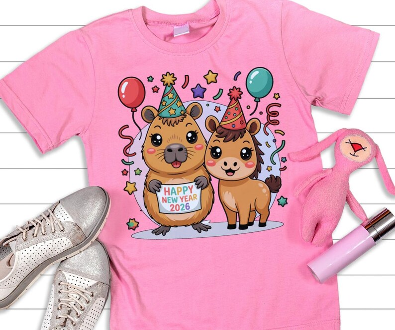 Kawaii New Year 2026 PNG, Capybara and Horse Clipart (digital Download ...