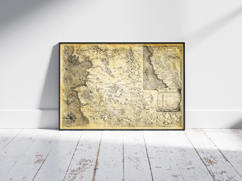 Witcher World Map Print: Northern Kingdoms Art Poster, Geralt of Rivia ...