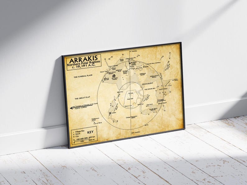 Map of Arrakis Print, Dune Poster, Planet Arrakis Map of Northern Polar ...