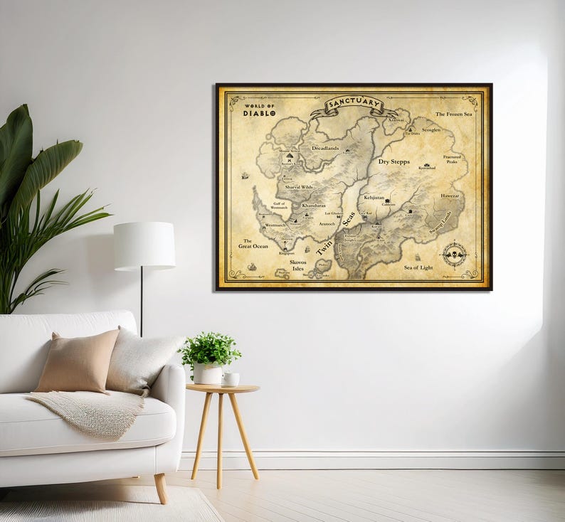 Diablo Map Poster, Map of Sanctuary Print, the Mortal Realm Map, Diablo ...