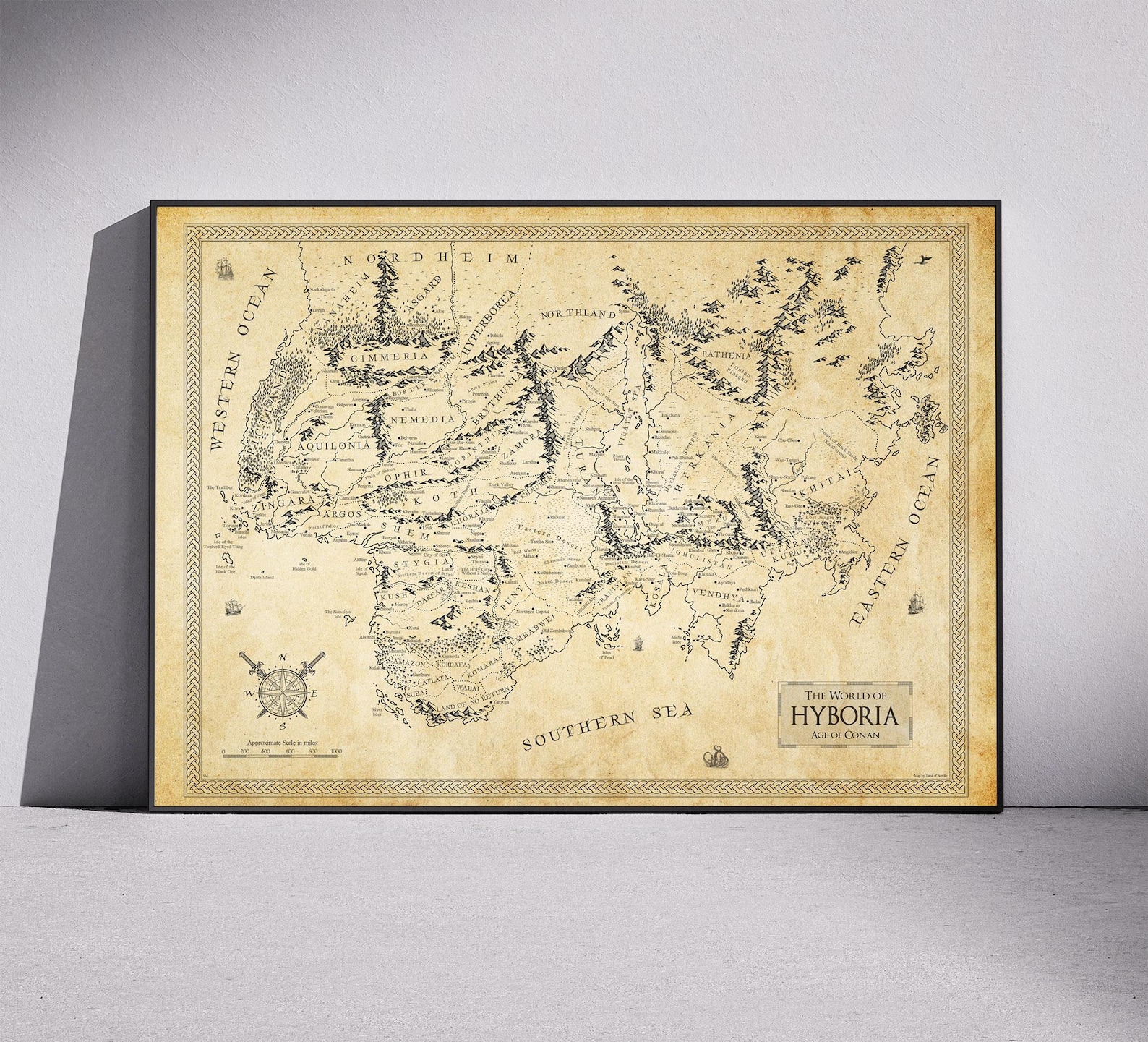 Conan Map of Hyboria Print: Robert E. Howard Fantasy Art Poster ...